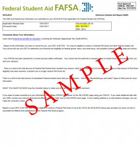 Sample Copy of the FAFSA Student Aid Report – Colleges That Change Lives